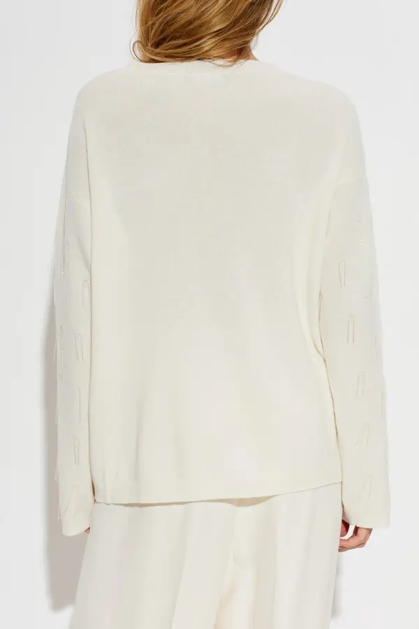 Fabiana Filippi Wool Sweater With Shimmering Fringes