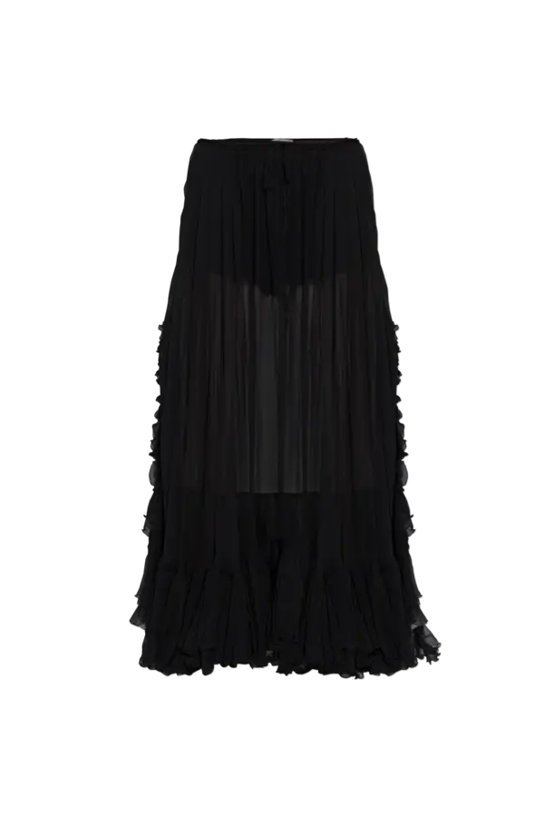 Chloé Silk Maxi Skirt With Ruffle Detailing - Black