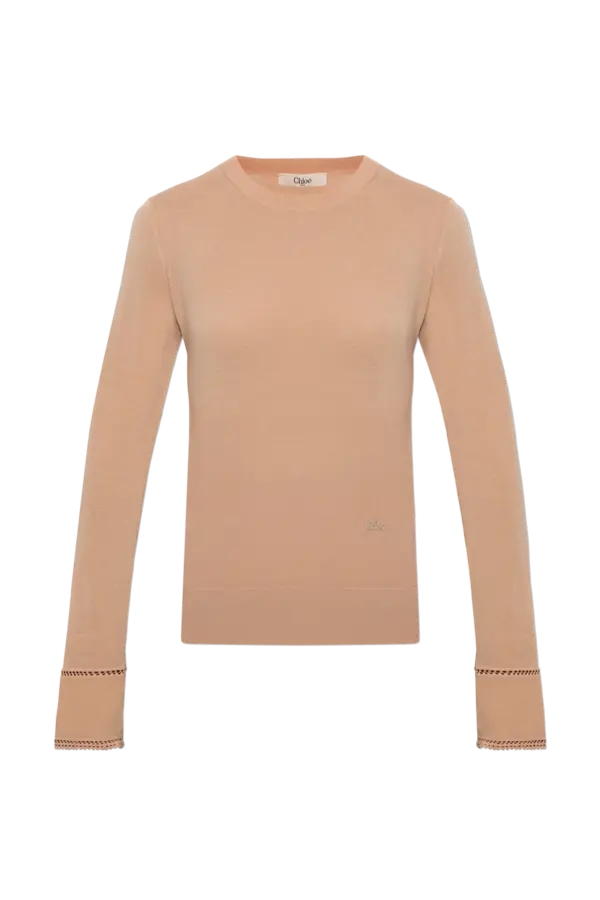 Chloé Wool Top With Embroidered Logo