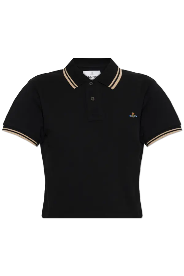 VIVIENNE WESTWOOD Cropped Piqué Polo Shirt - Black