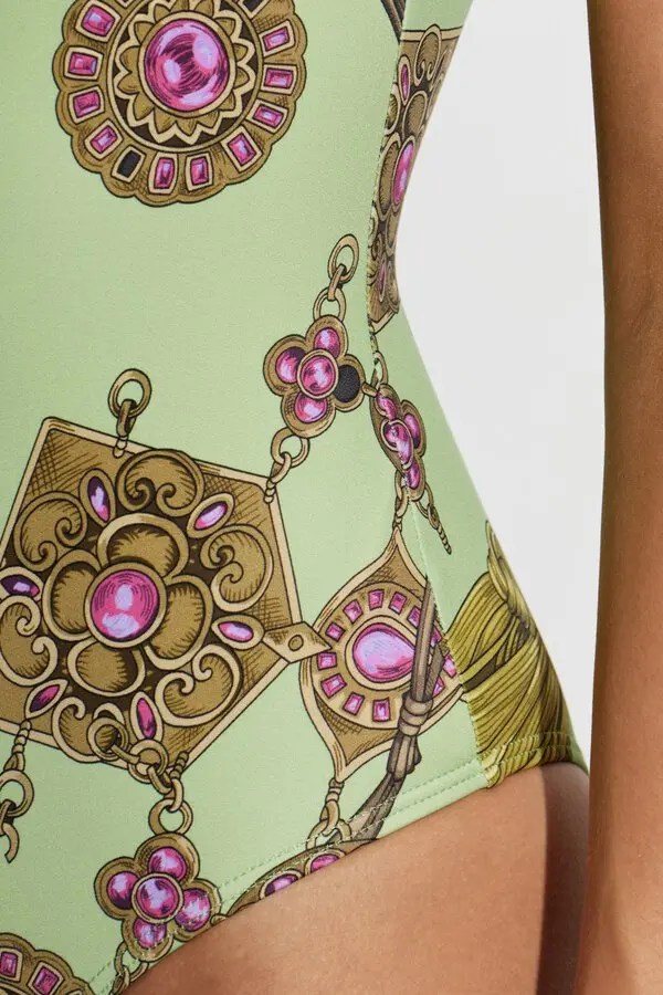 Versace One-piece Swimsuit With "broken Jewels" Print
