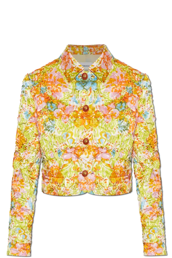 Versace Short Blazer With Crinkle Effect - Multicolour