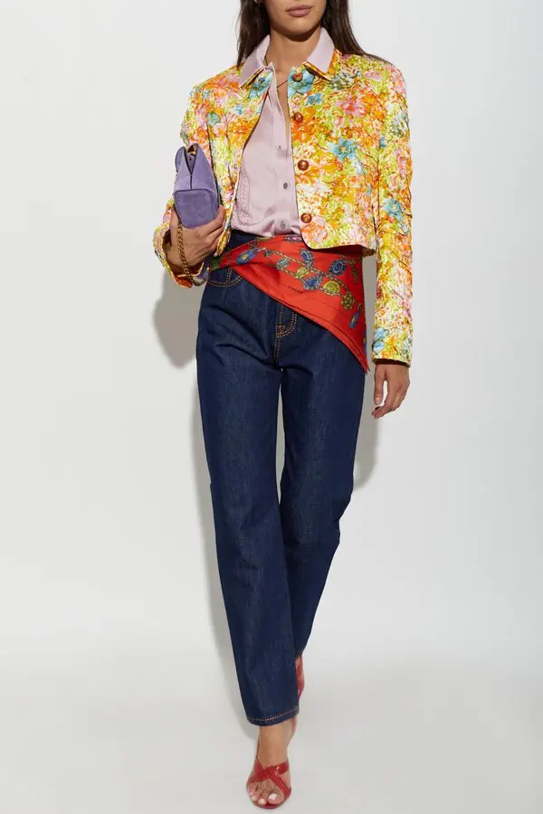 Versace Short Blazer With Crinkle Effect