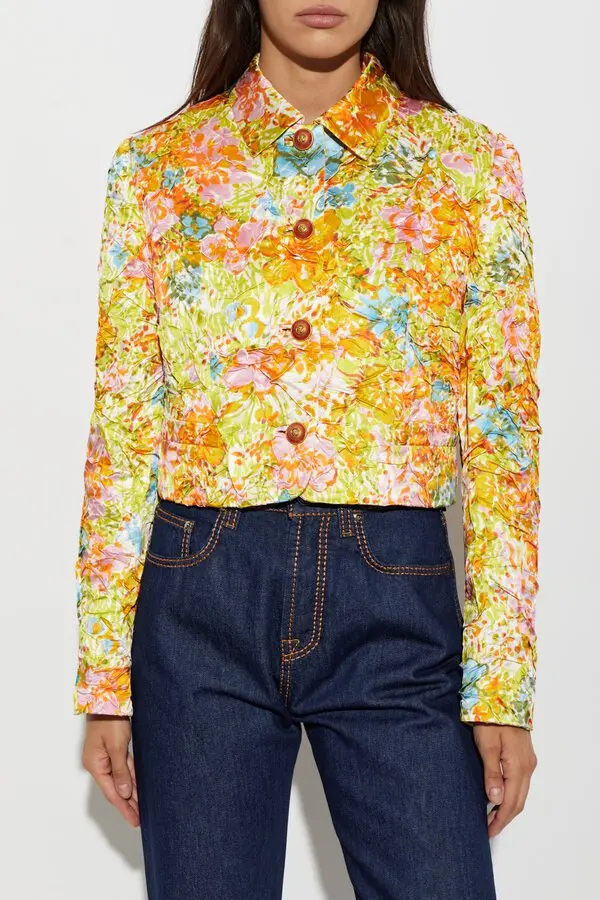 Versace Short Blazer With Crinkle Effect