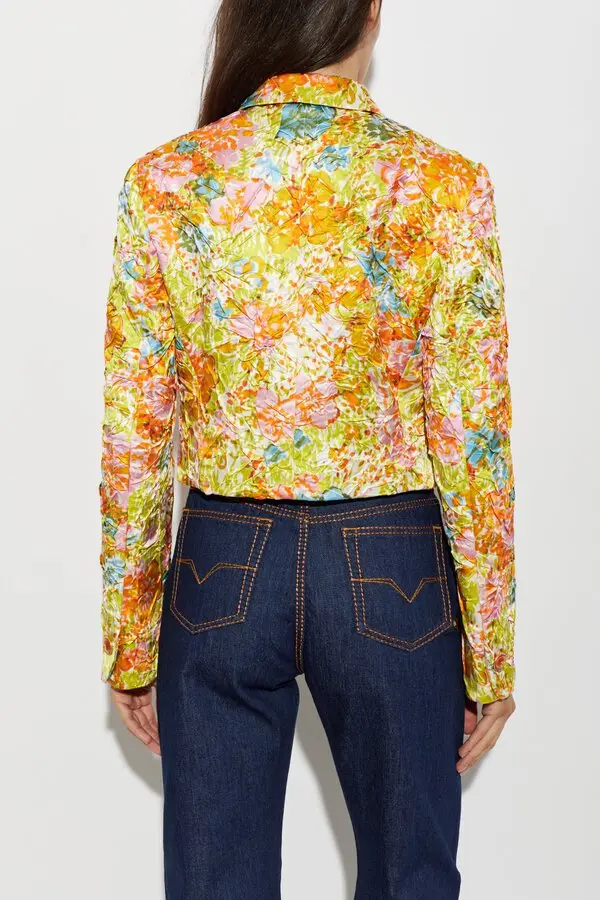 Versace Short Blazer With Crinkle Effect