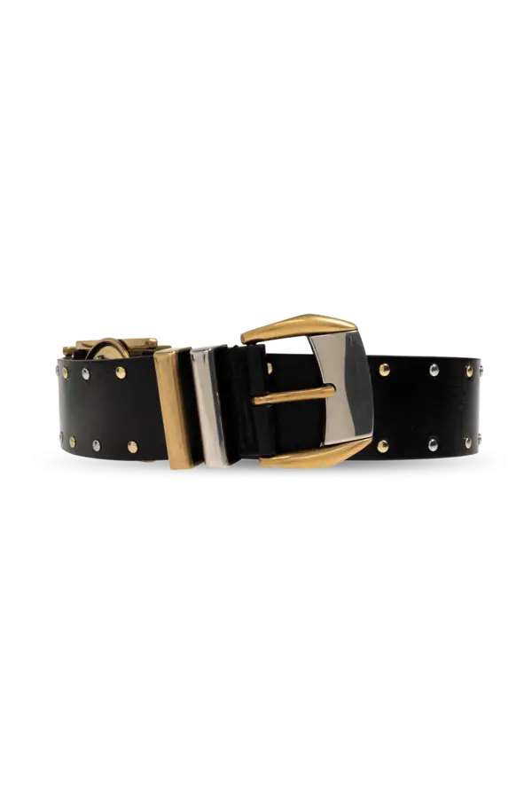 Versace Leather Belt With Studs - Black