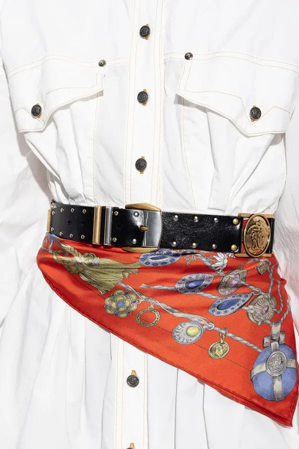 Versace Leather Belt With Studs