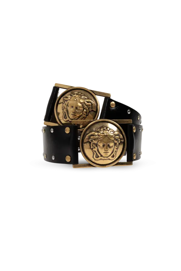 Versace Leather Belt With Studs