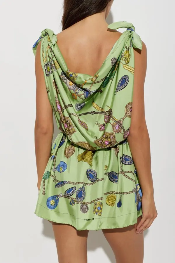 Versace Silk Dress With "broken Jewels" Print