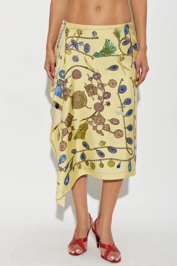 Versace Silk Skirt With "broken Jewels" Print