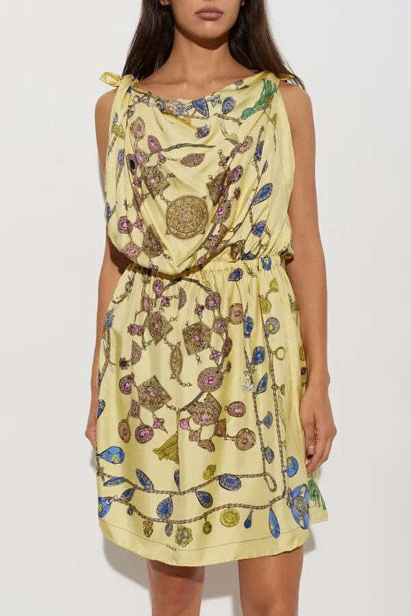 Versace Silk Dress With "broken Jewels" Print