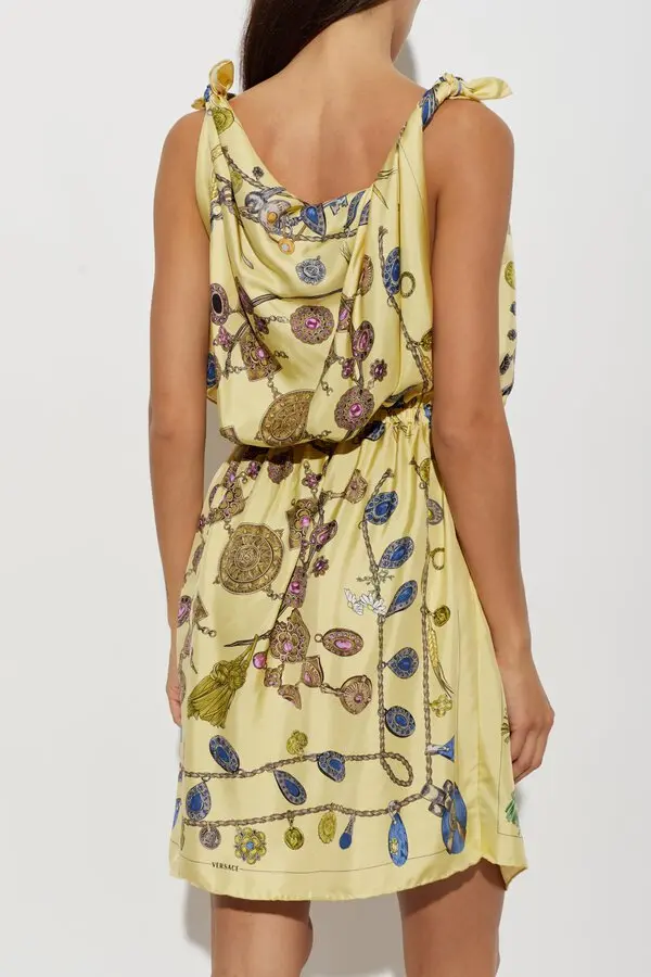 Versace Silk Dress With "broken Jewels" Print