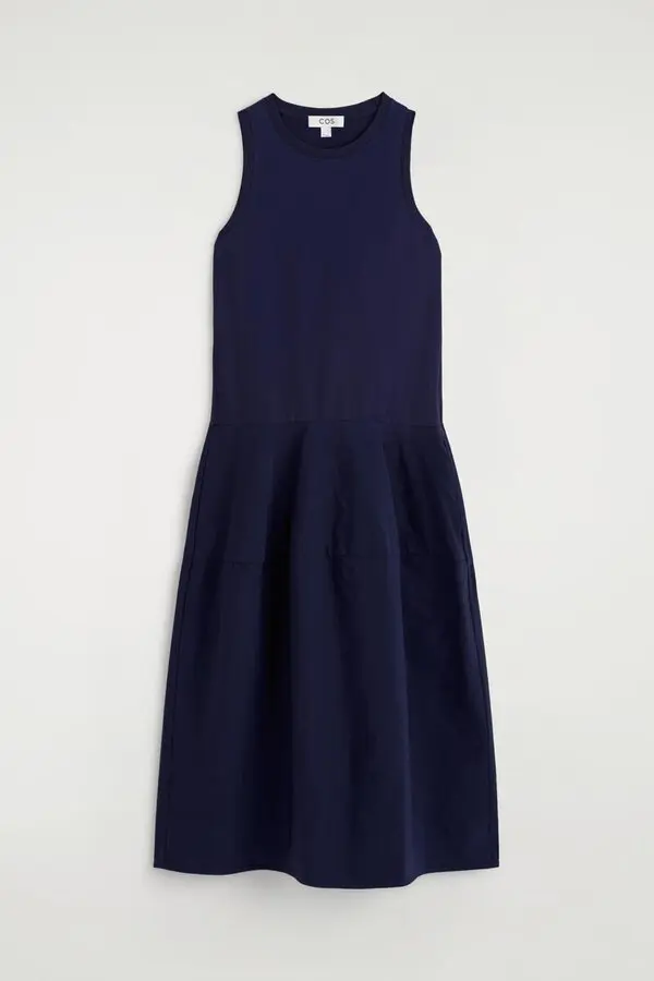 Cos Paneled Sleeveless Midi Dress - Navy
