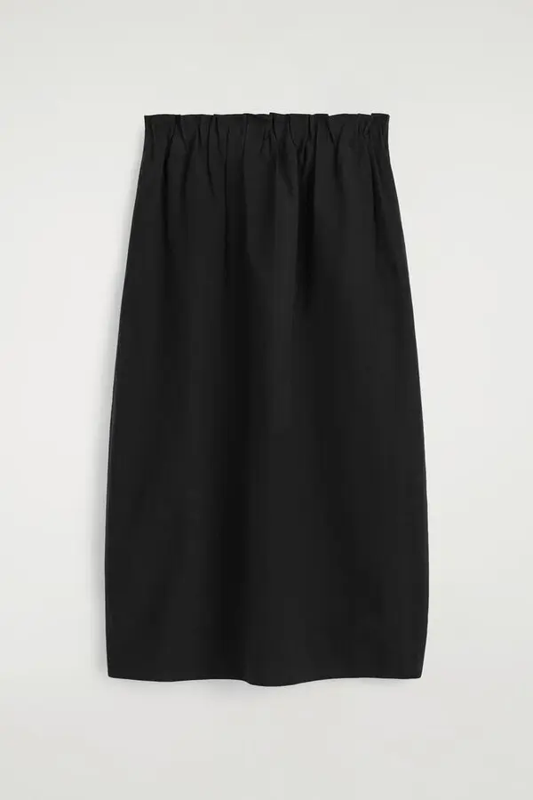 Cos Cotton-linen Balloon Midi Skirt - Black