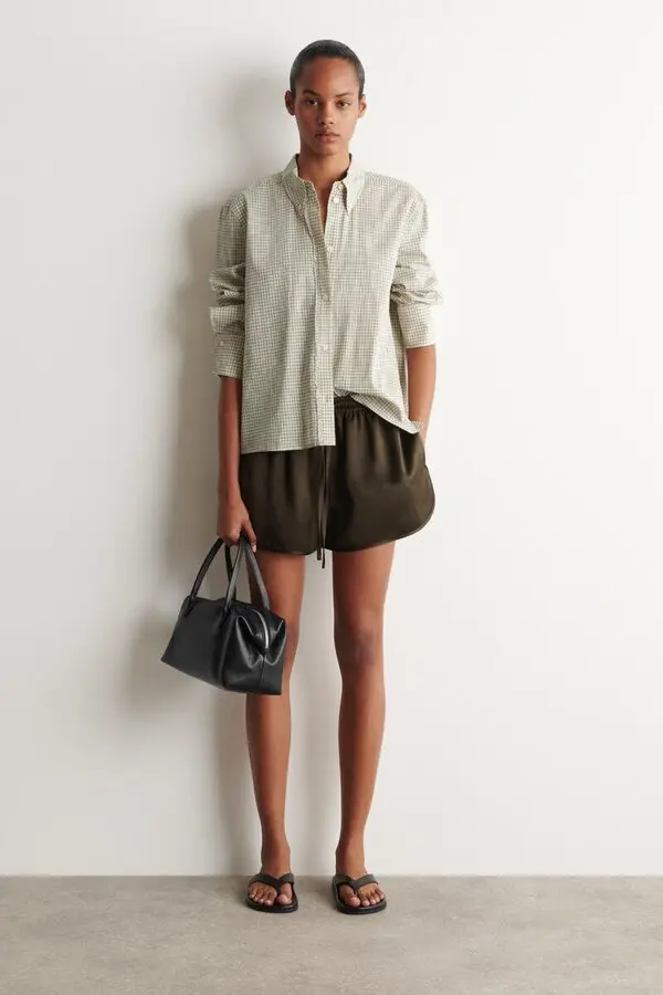 Cos Fringed Checked Linen-cotton Shirt