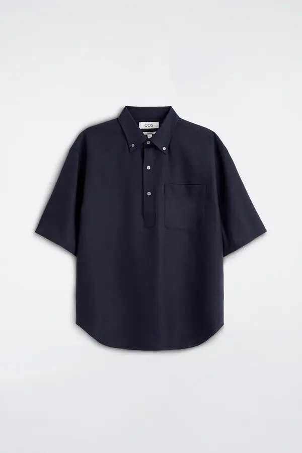 Cos Oversized Popover Shirt - Navy