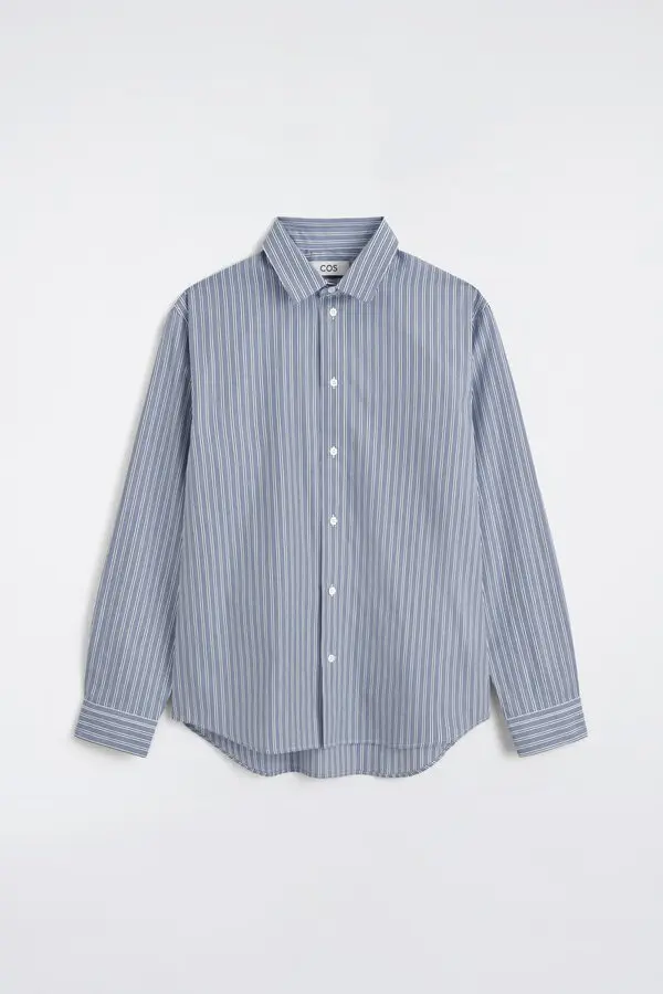 Cos Relaxed Striped Cotton Shirt