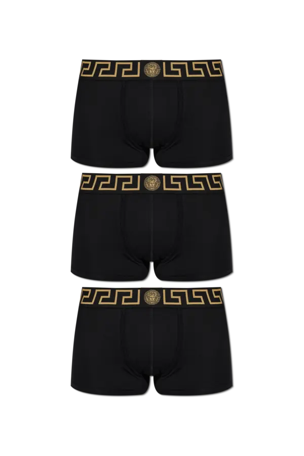 Versace 3-pack Of Cotton Boxer Briefs - Black