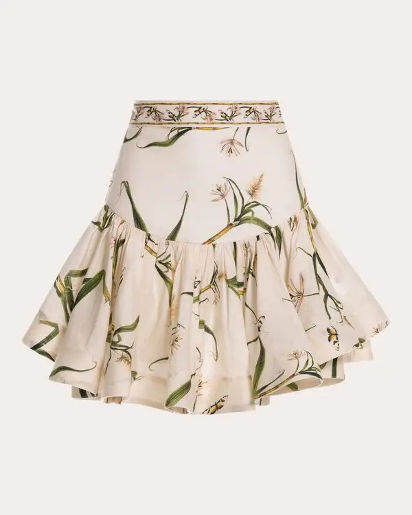 Agua Bendita Jacarina Azucar Gathered Mini Skirt Cotton/linen - Multicolor