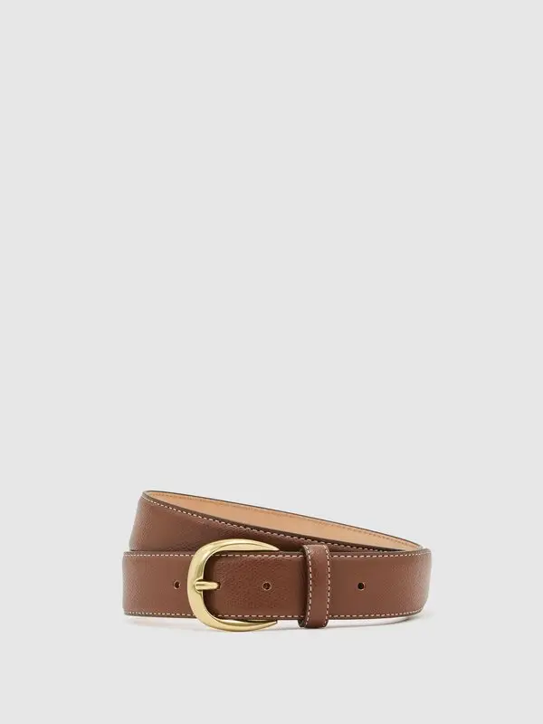 REISS Pebble Pierce Pebble Pebbled-leather Curved-buckle Belt