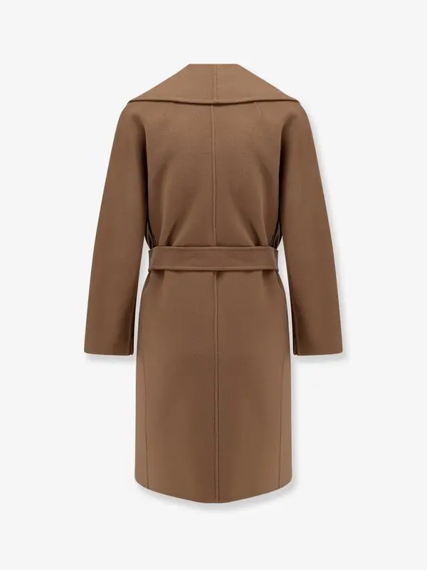 Max Mara Virgin Wool Belted Coat - Multicolor