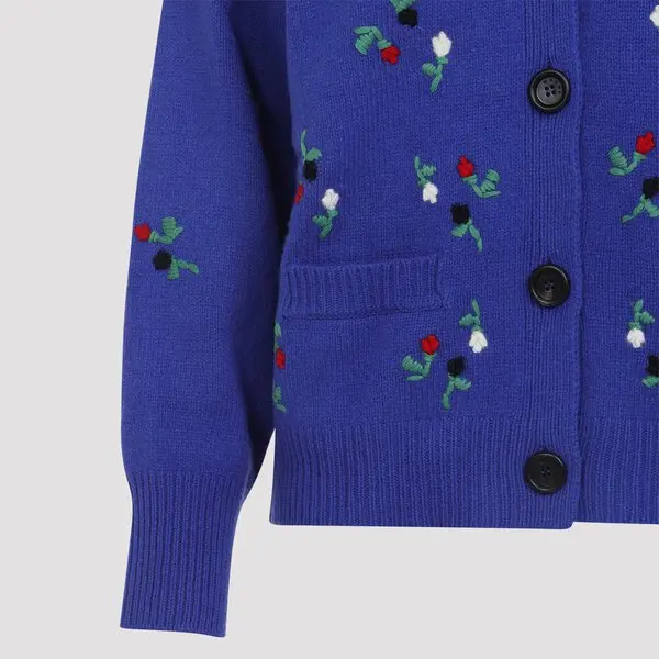 Marni Embroidered Floral Wool Blend Cardigan