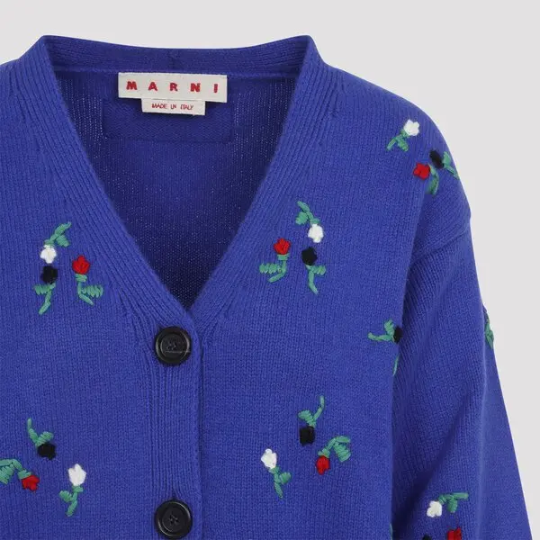 Marni Embroidered Floral Wool Blend Cardigan