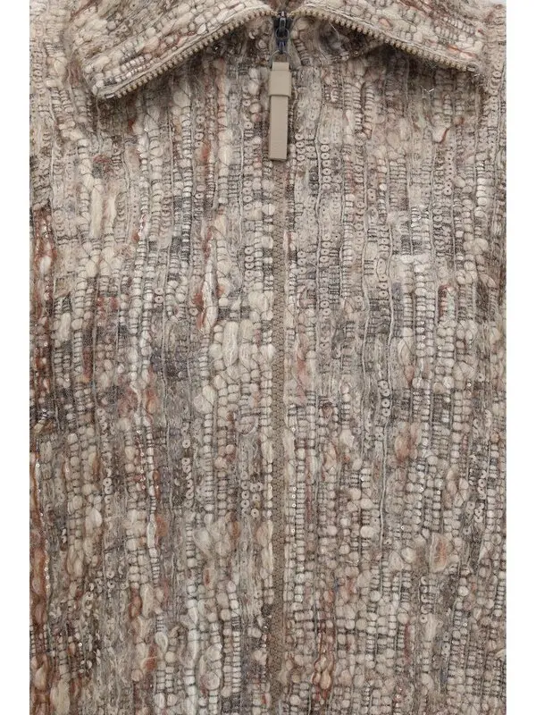 Brunello Cucinelli Perforated Zip Cardigan - Cream