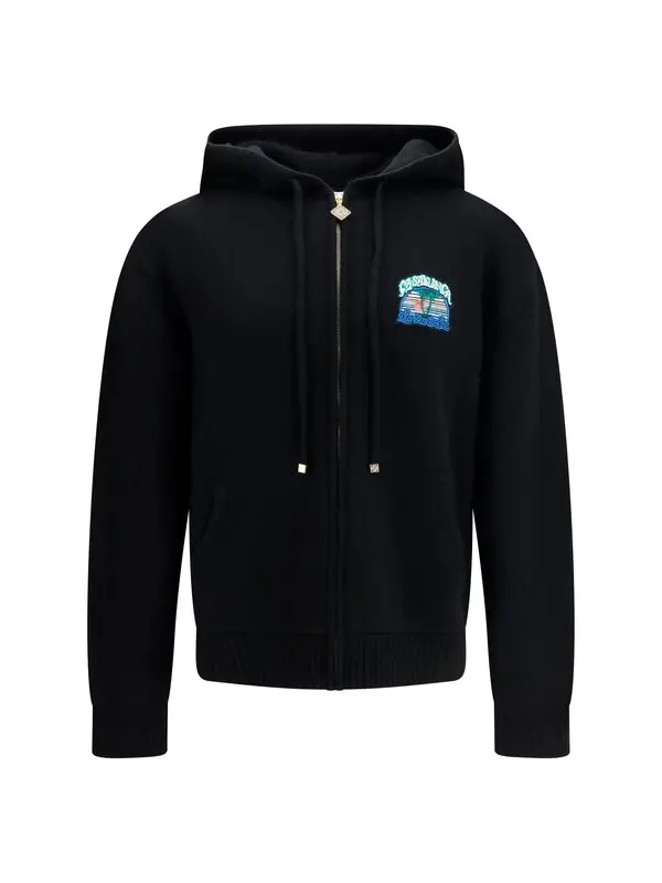 Casablanca Palm Tree Merino Wool Zip-up Hoodie