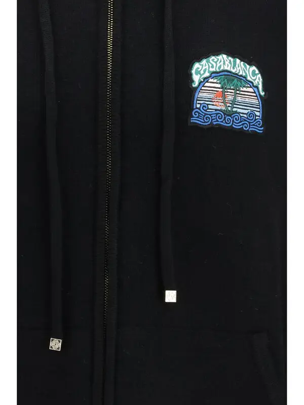 Casablanca Palm Tree Merino Wool Zip-up Hoodie