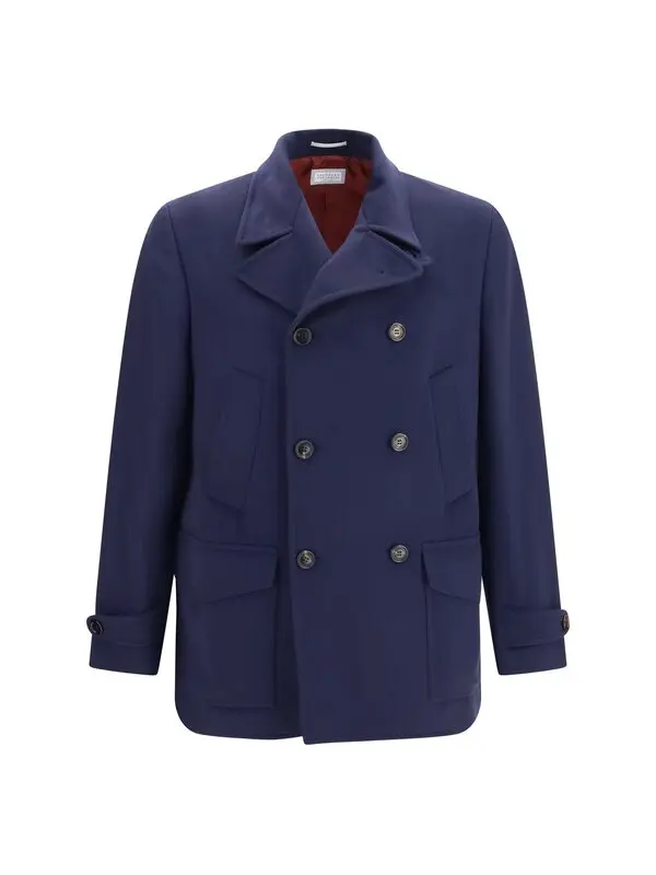 Brunello Cucinelli Double-breasted Wool Coat - Blue