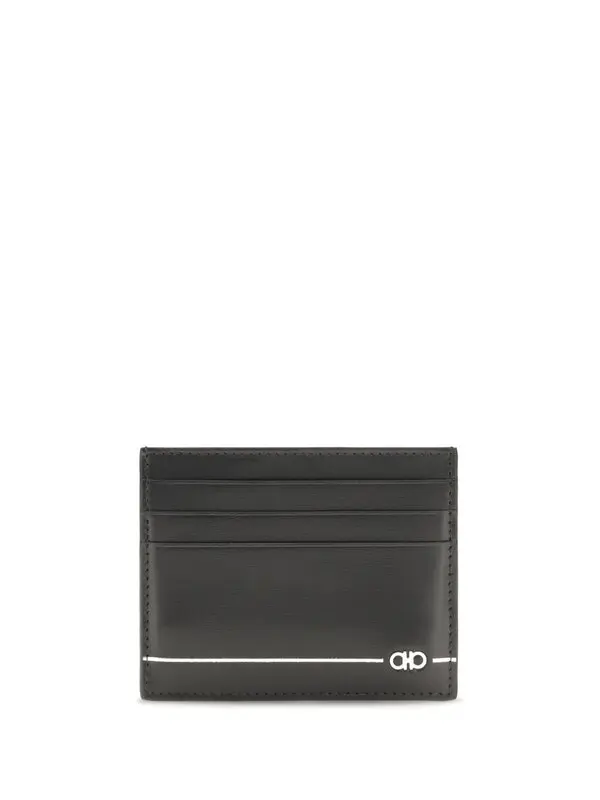 FERRAGAMO Leather Card Holder - Black
