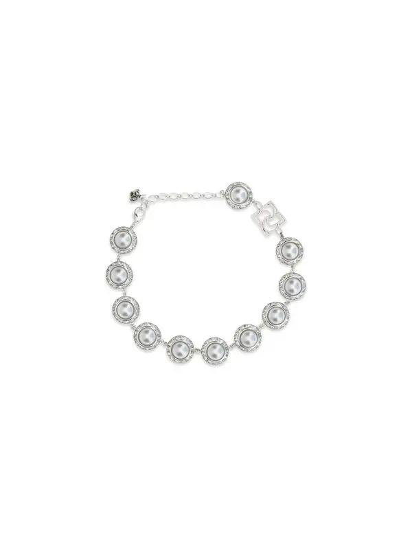 Magda Butrym Pearl And Crystal Chain Necklace - Silver