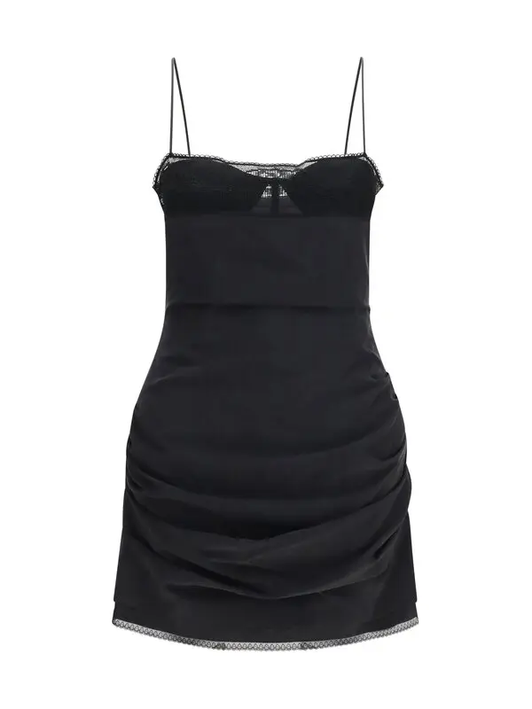 Magda Butrym Corset Dress With Lace Neckline - Black