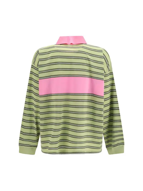 Versace Striped Intarsia Cotton Polo With Embroidered Logo - Multicolor