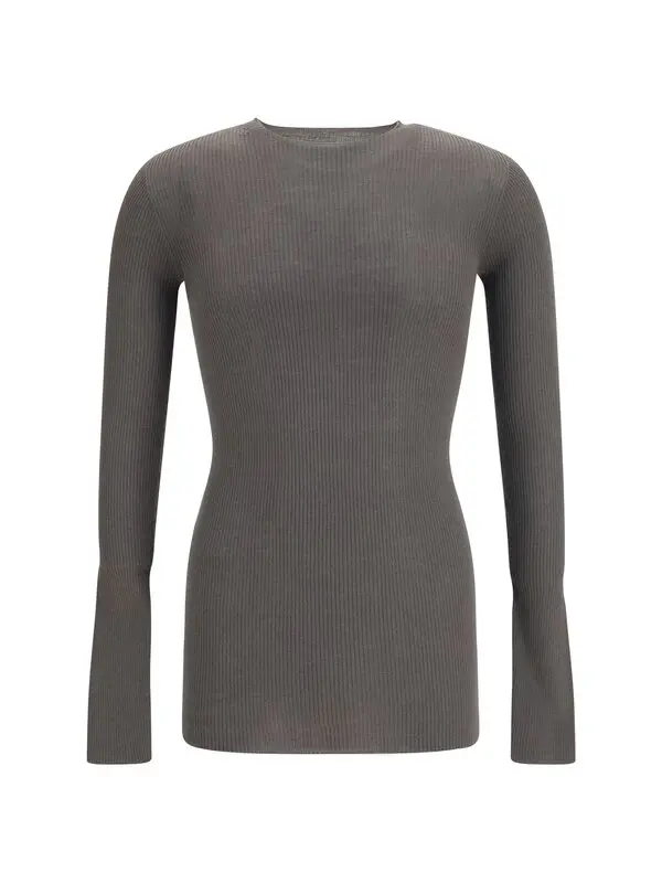 Rick Owens Slim Ribbed Long Sleeve Sweater - Gray