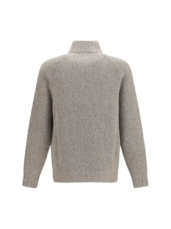 Brunello Cucinelli High-neck Zip Cardigan In Cashmere And Silk - Gray