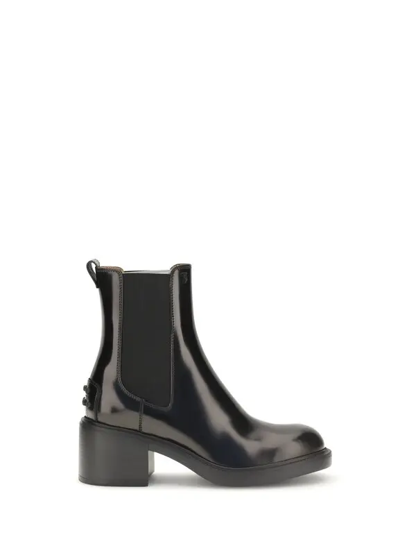 TOD'S Leather Chelsea Boots With Embossed Monogram - Black