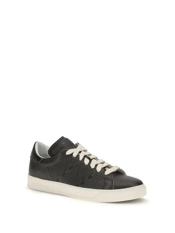 Kiton Pebbled Leather Lace-up Sneakers - Black