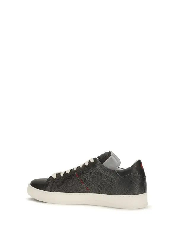 Kiton Pebbled Leather Lace-up Sneakers - Black