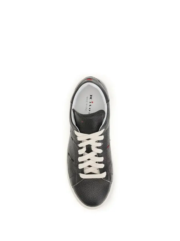 Kiton Pebbled Leather Lace-up Sneakers - Black