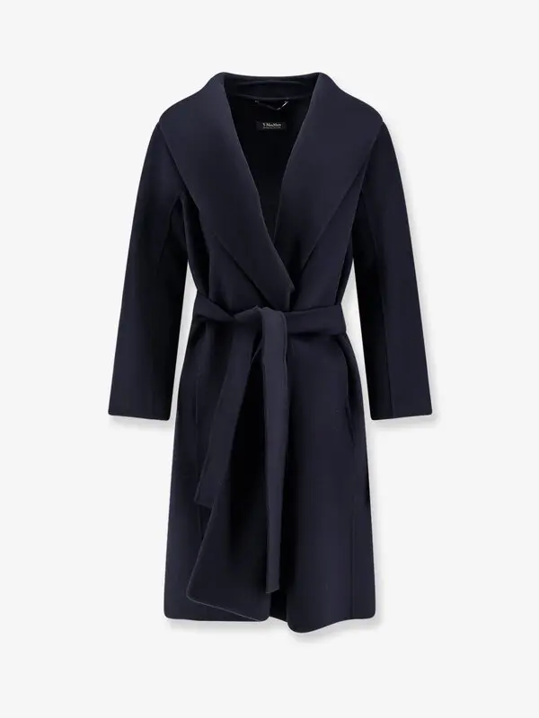 Max Mara Virgin Wool Belted Coat - Multicolor