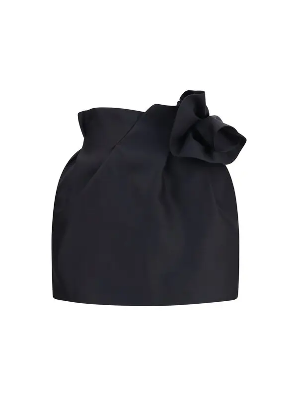 Magda Butrym Wool And Silk Mini Skirt With Floral Detail - Black