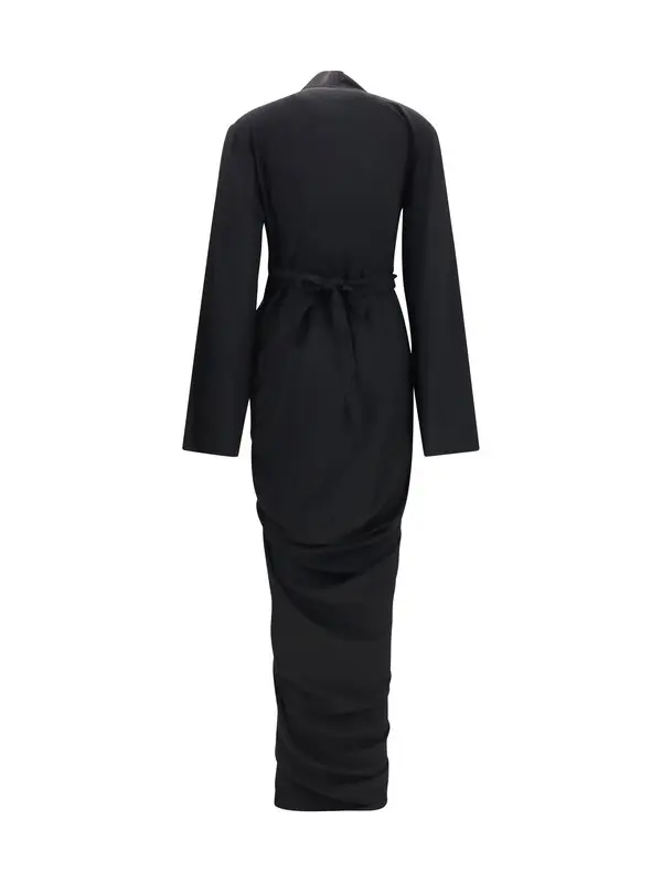 Rick Owens Wrap Draped Long Dress - Black