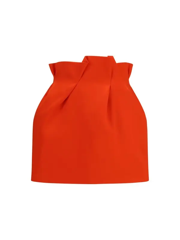 Magda Butrym Silk Mini Skirt With Ruffled Waist - Red