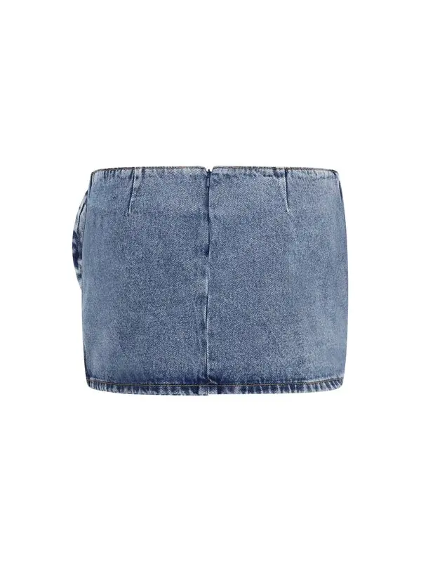 Magda Butrym Twisted Floral Denim Mini Skirt