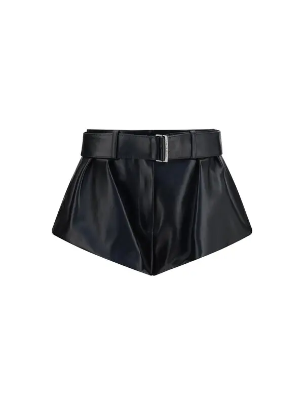 Magda Butrym Flared Leather Shorts - Black