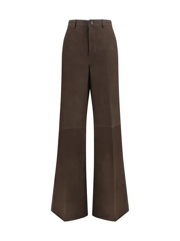 Rick Owens Wide-leg Suede Pants - Brown