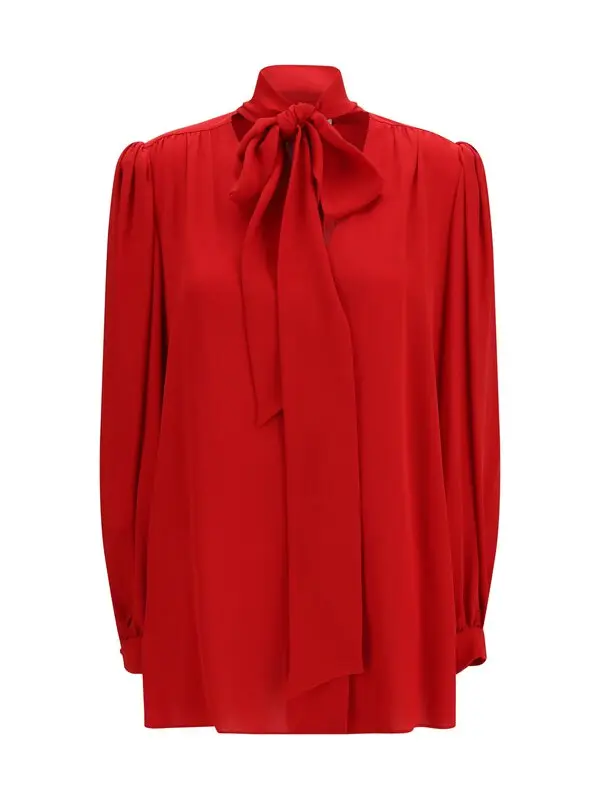 Valentino Garavani Silk Georgette Blouse With Balloon Sleeves - Red