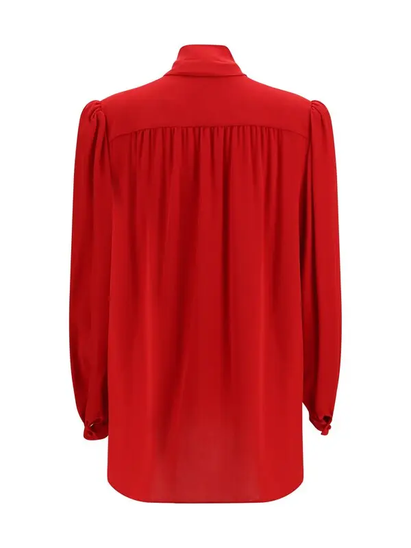 Valentino Garavani Silk Georgette Blouse With Balloon Sleeves - Red